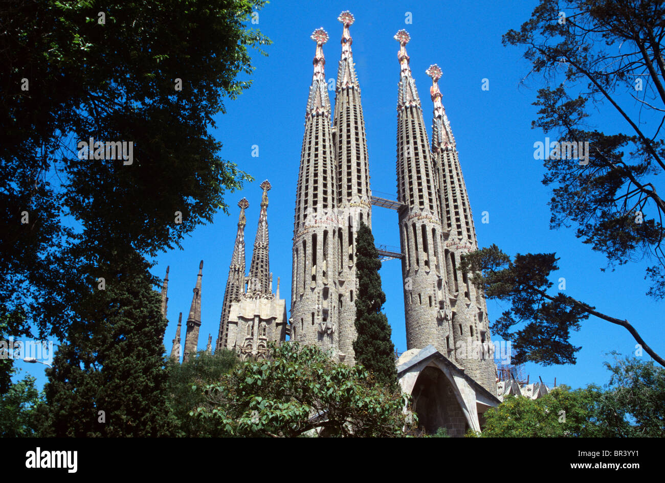 View of La Sagrada Familia, the Roman Catholic Church designed by ...