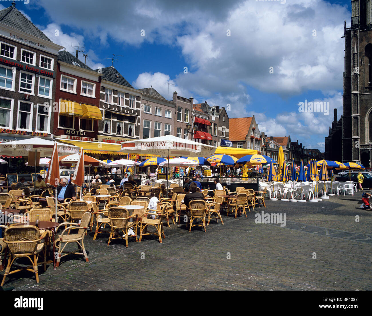 Delft - Open-air cafes and restaurants on Delft Market Square in front ...
