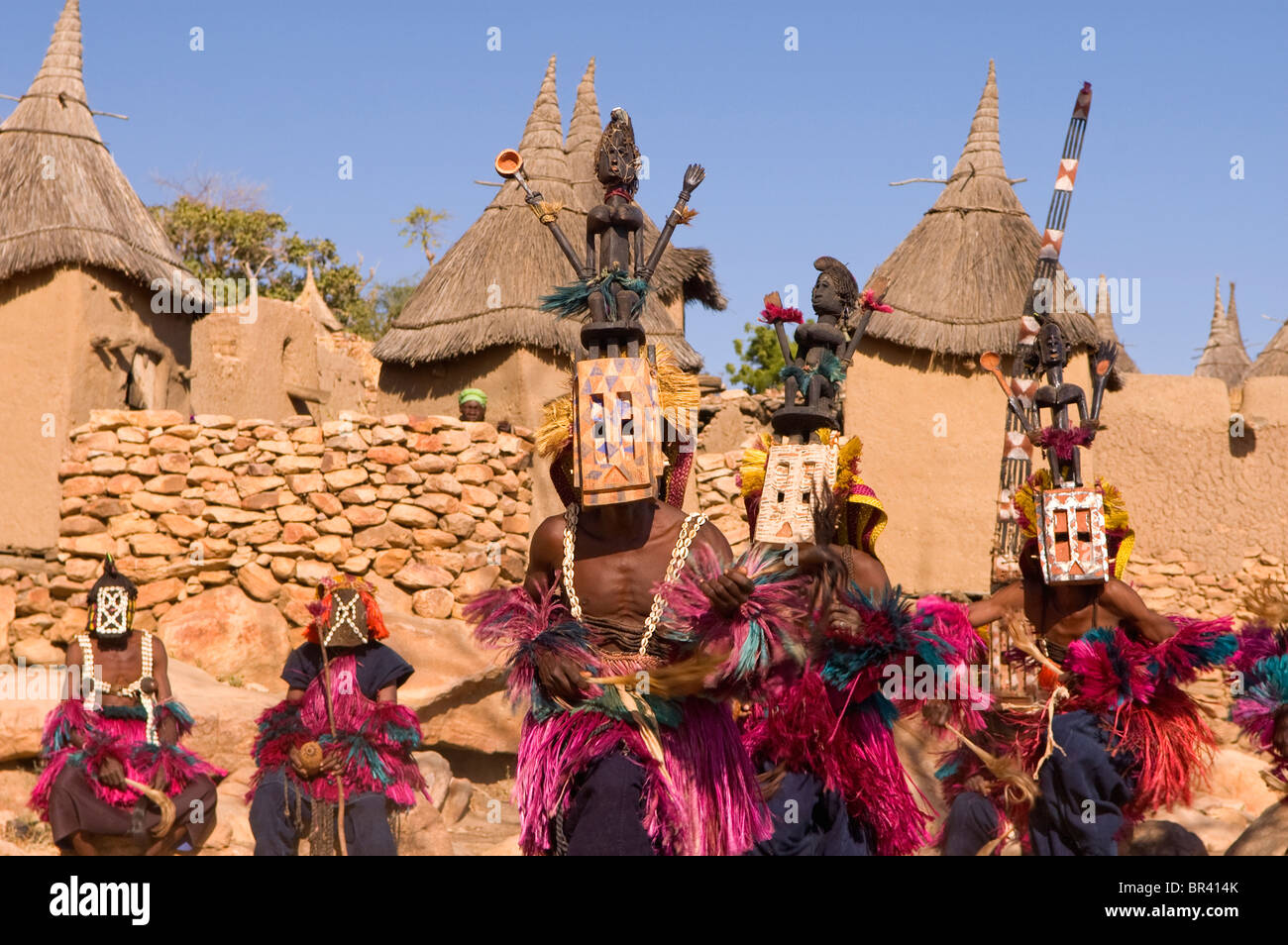 Mask Dance in Dogon Village in Mali Stock Photo - Alamy