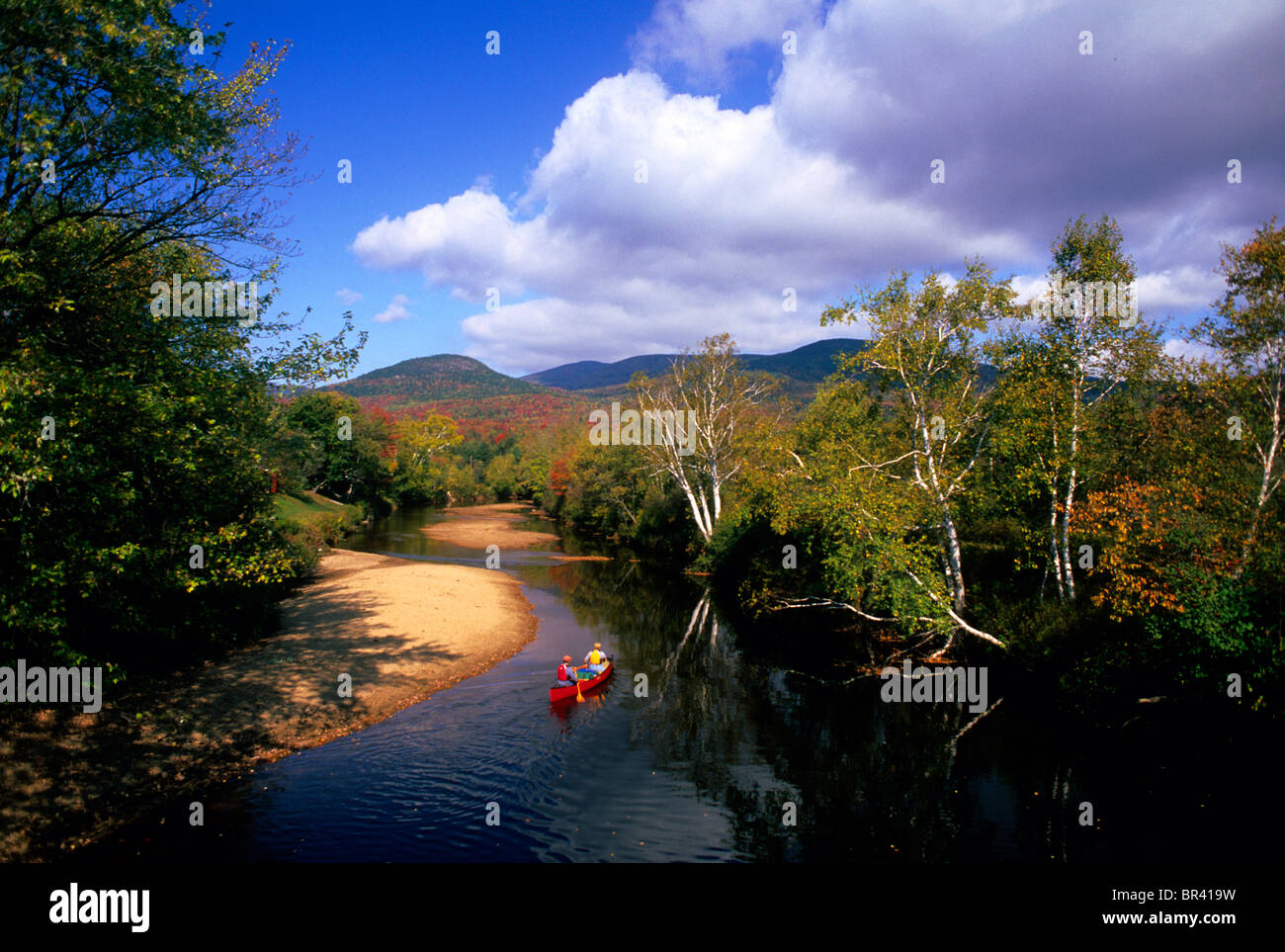 Canoeists on the Upper Ammonoosuc River, New Hampshire Stock Photo - Alamy