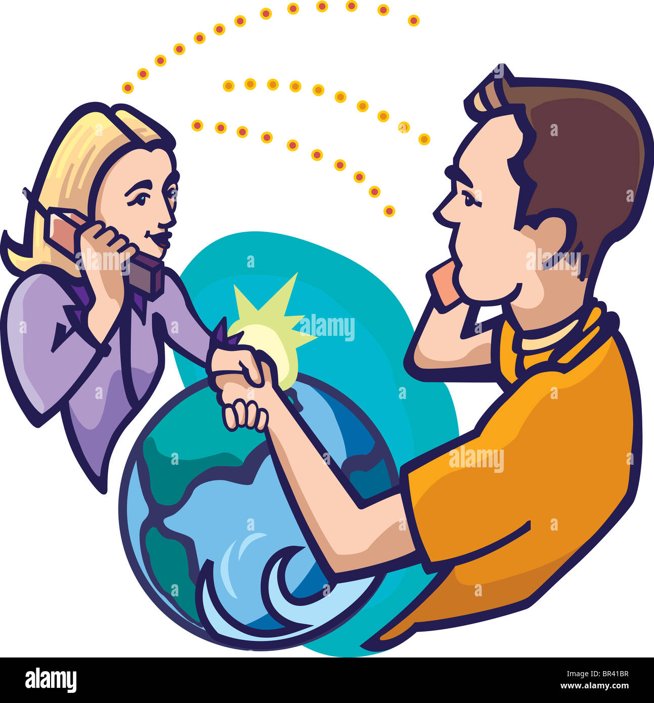 Two Person Phone Call Clipart