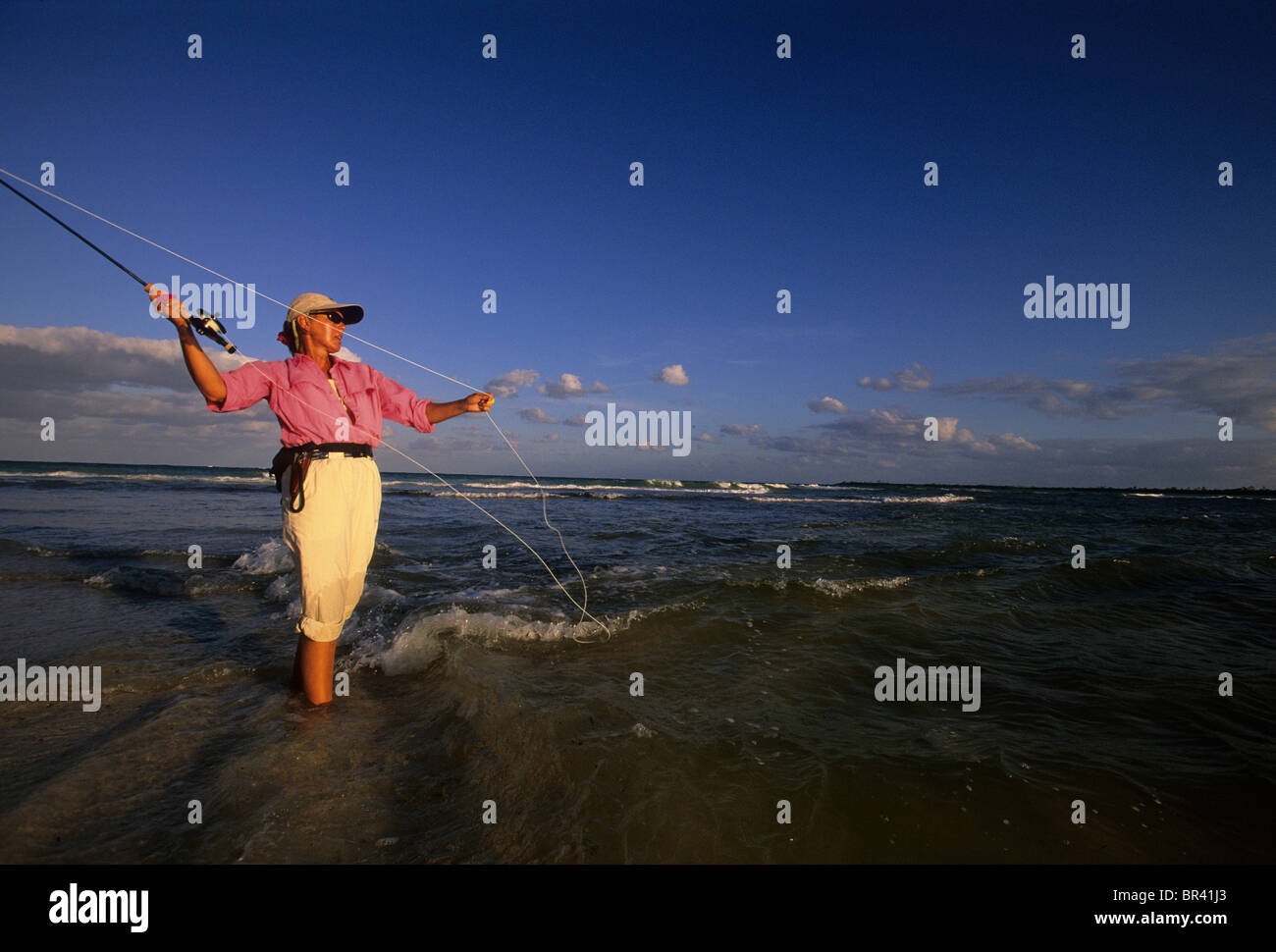 Surf fly fishing in the Yucatan Peninsula, Mexico Stock Photo - Alamy