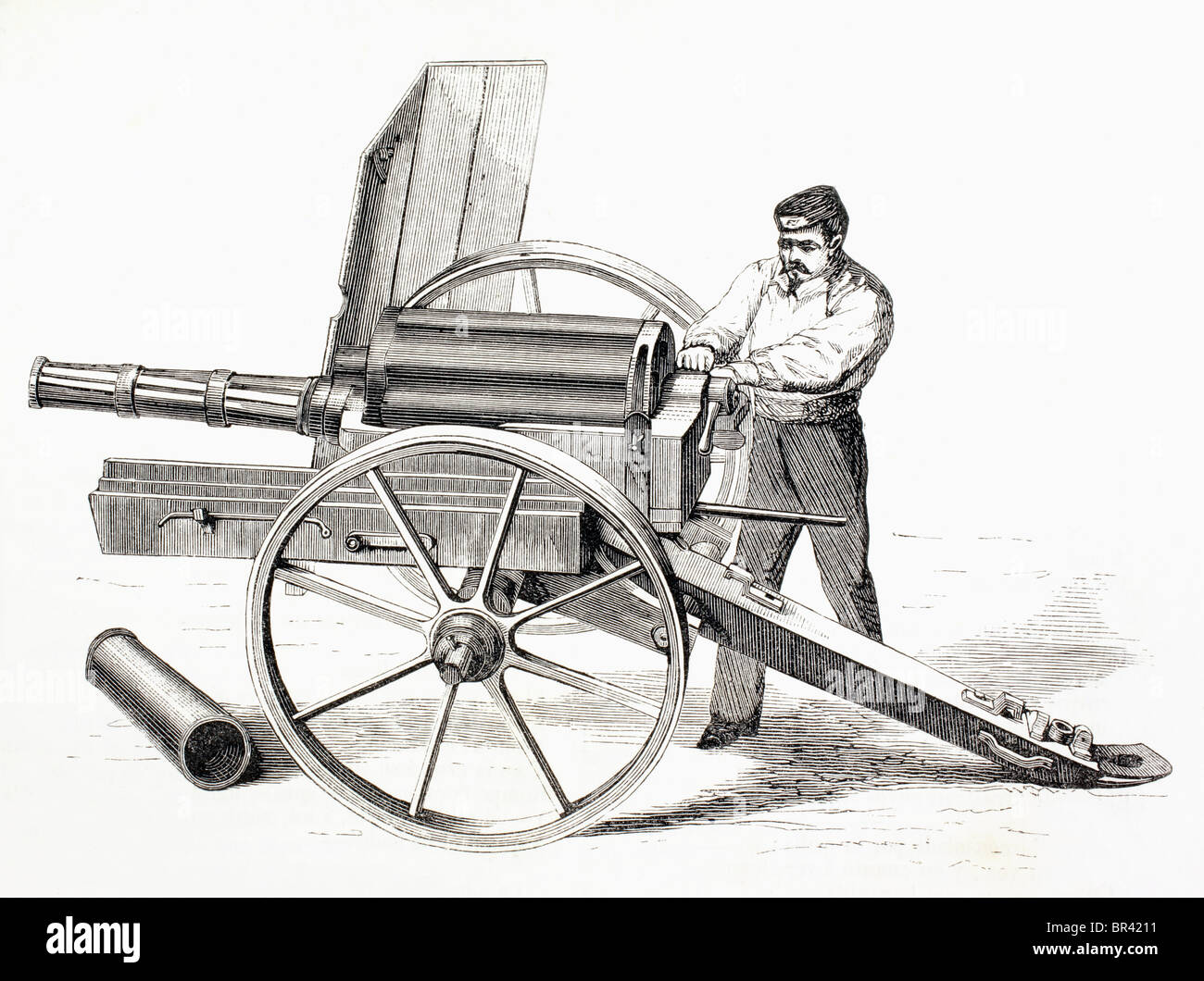 Revolving cannon patented by J.A. de Brame in 1861 Stock Photo - Alamy
