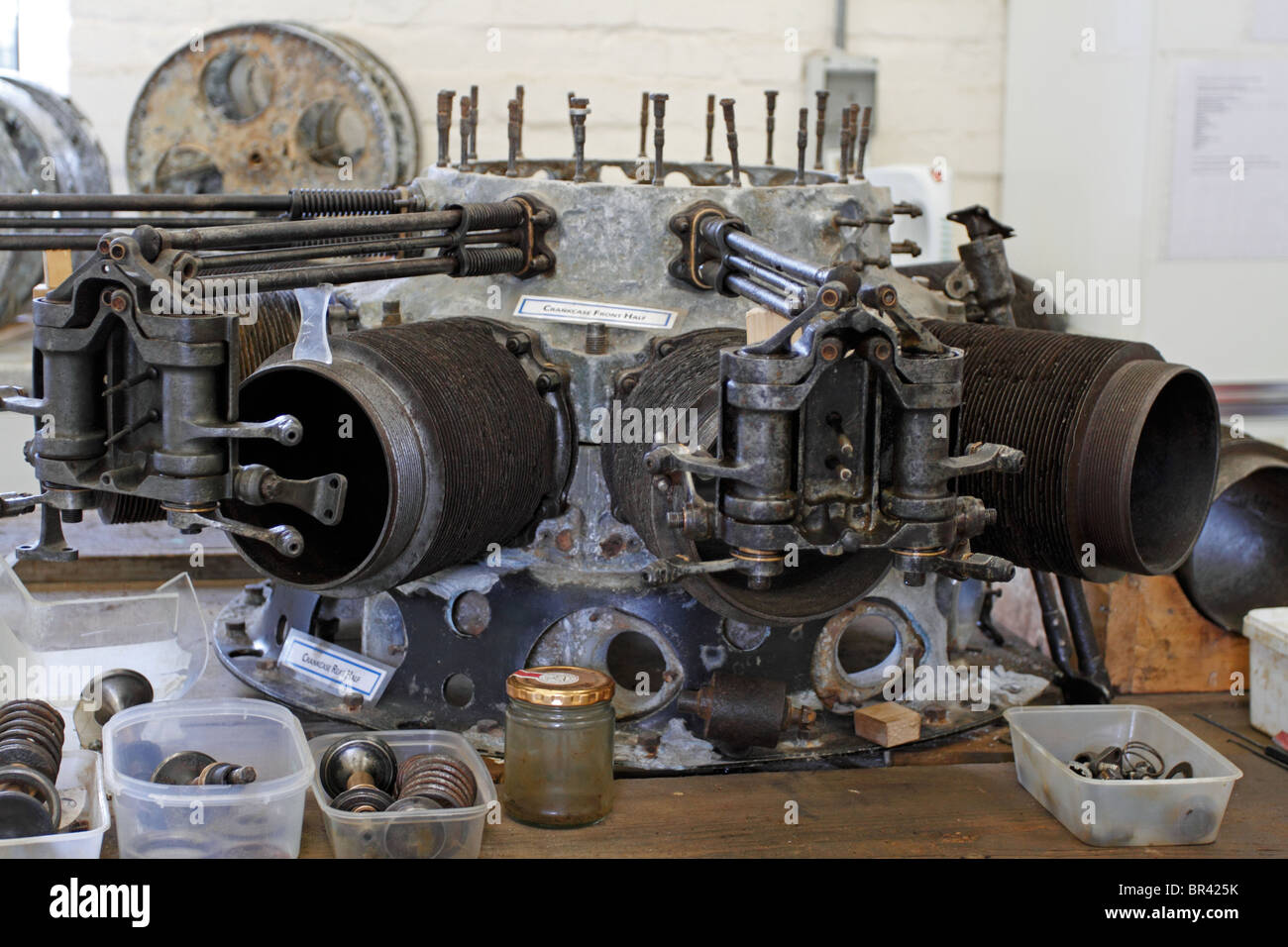 Sunderland flying boat engine. Crankcase and piston parts. Engineering ...