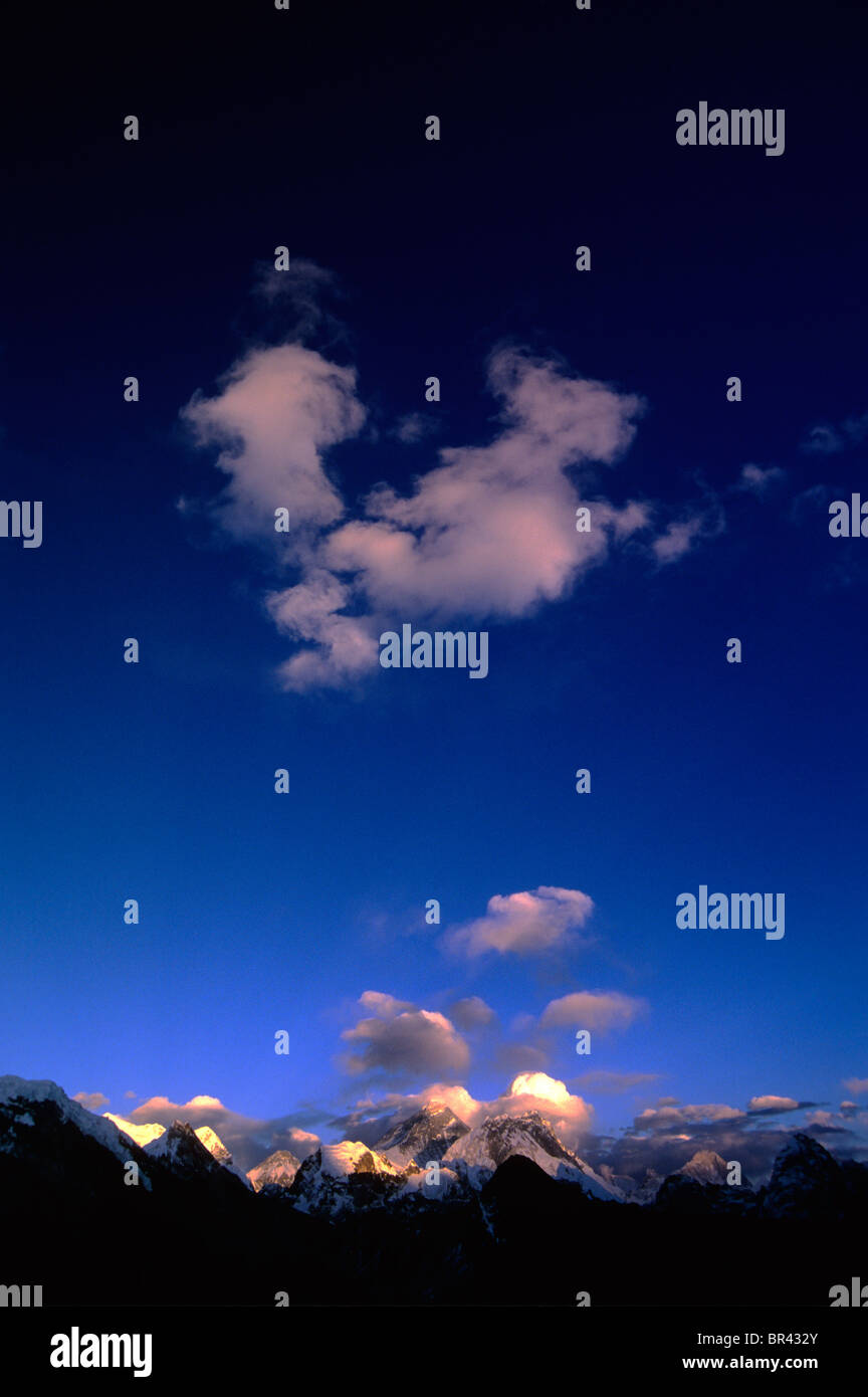 The day's last light illuminates Mt. Everest, Sagarmatha National Park ...