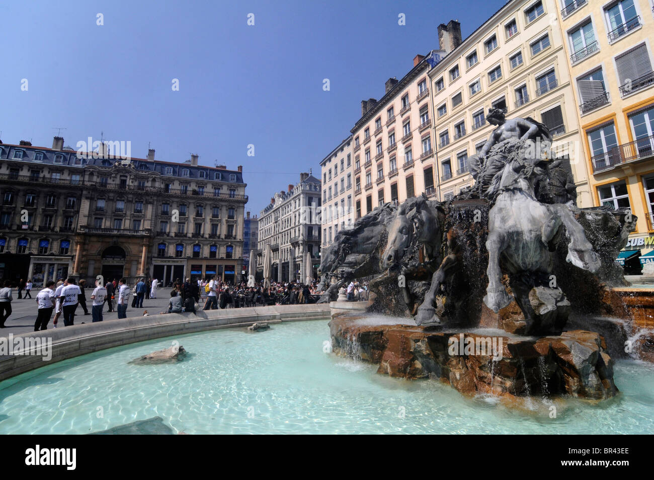 The Fountain Bartholdi at Place des Terreaux in central Lyon, France ...