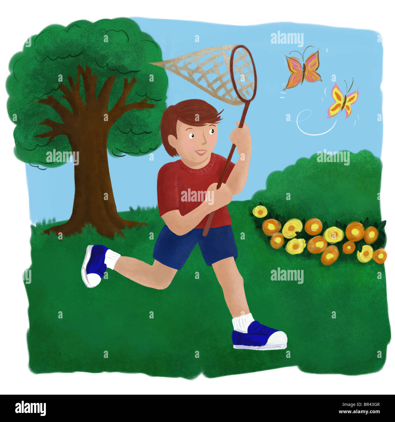 Child catching butterfly Cut Out Stock Images & Pictures - Alamy