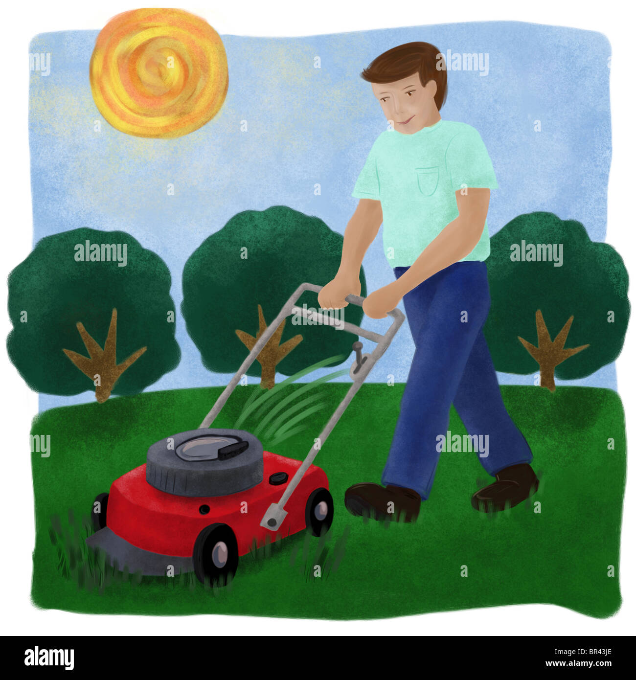 Man mowing a lawn hi-res stock photography and images - Alamy