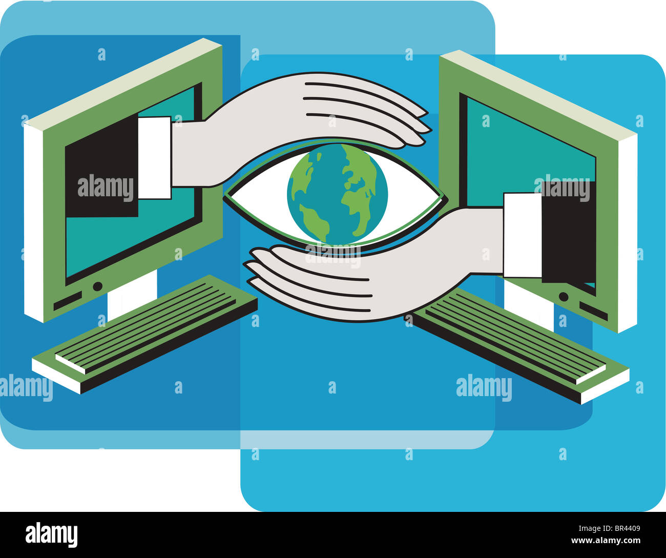 Hands coming out computer screen hi-res stock photography and images ...