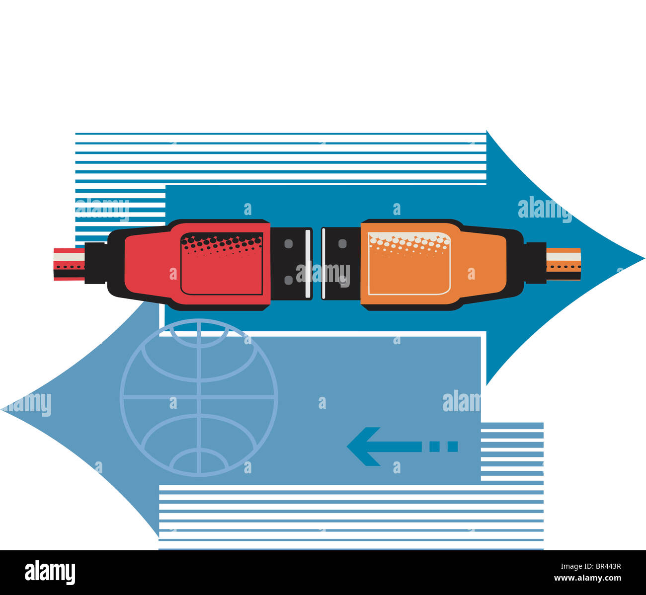 Two cables forming a network connection Stock Photo - Alamy