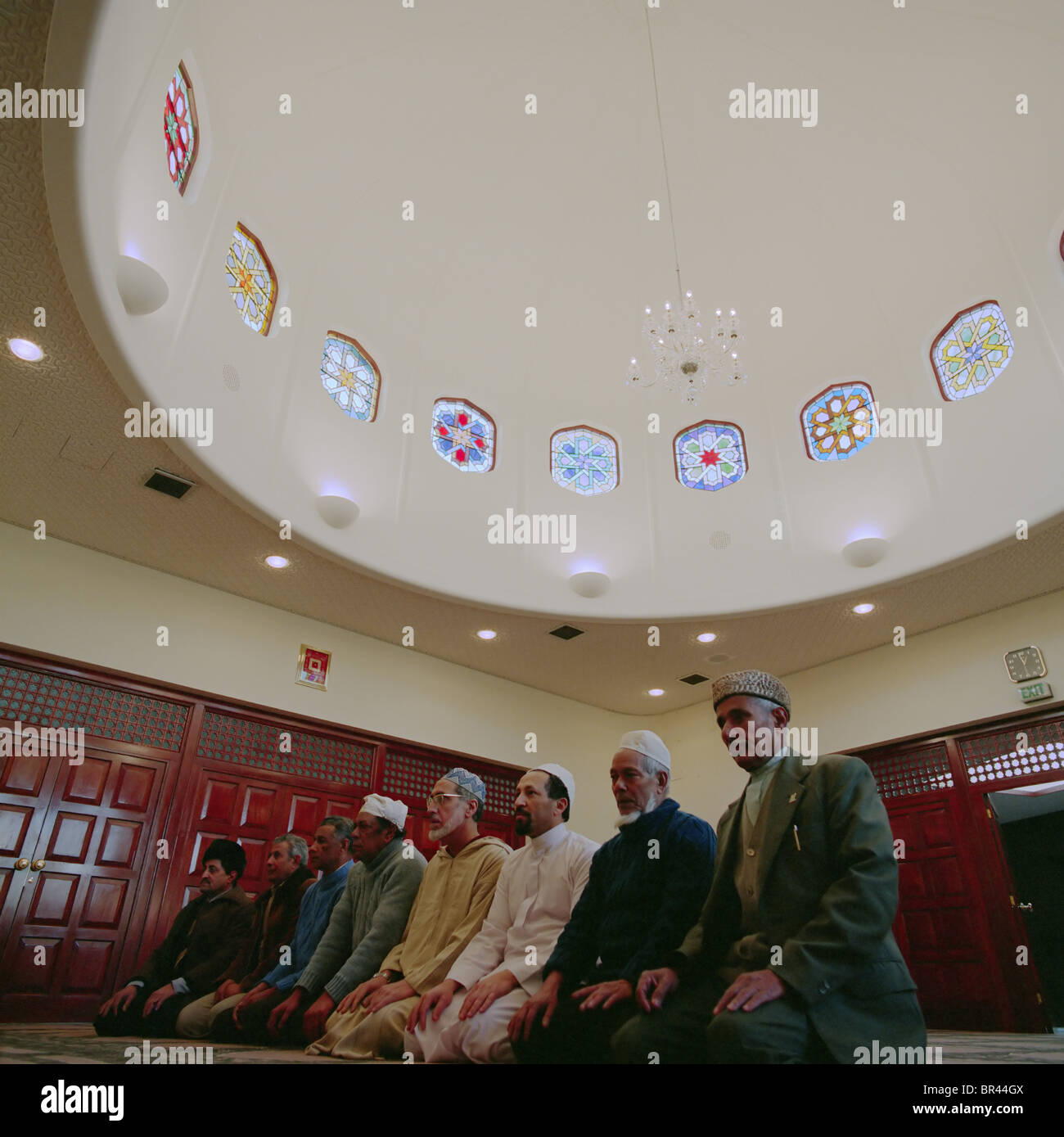 Dome with Stained Glass Windows, Alice Street Mosque, Cardiff Stock ...