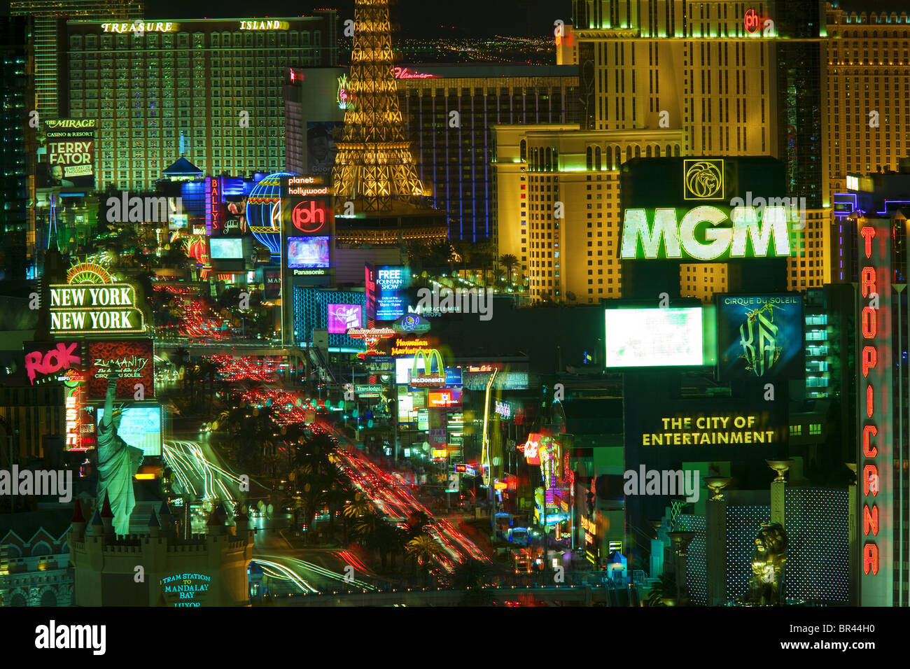 The Strip with the MGM Grand Hotel at night, Las Vegas, USA Stock Photo ...