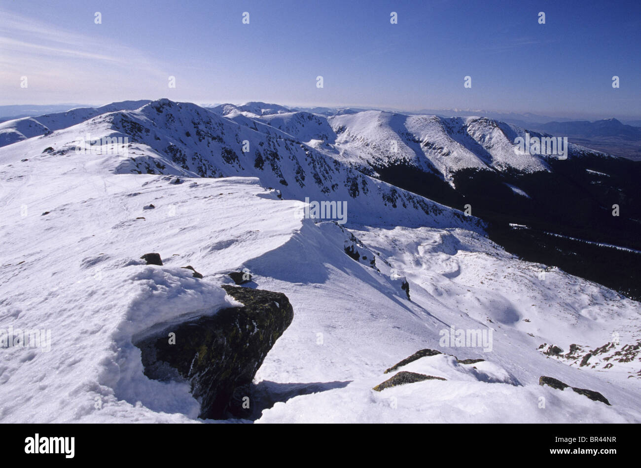 Winter view from Chopok towards Derese in the Nizke Tatry mountains ...