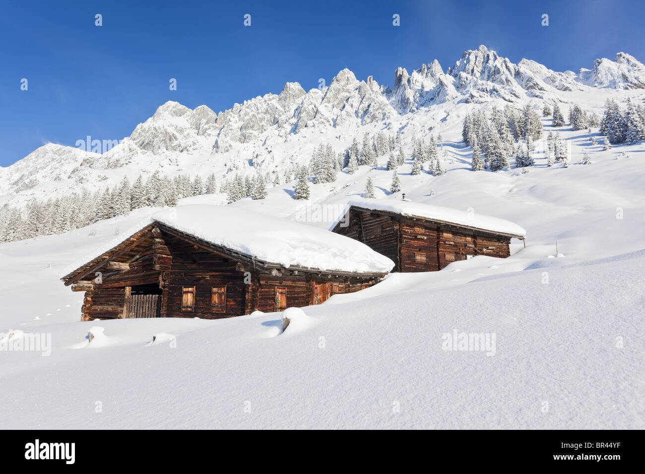 Alp huts at the Hochkoenig in snow, Austria Stock Photo - Alamy