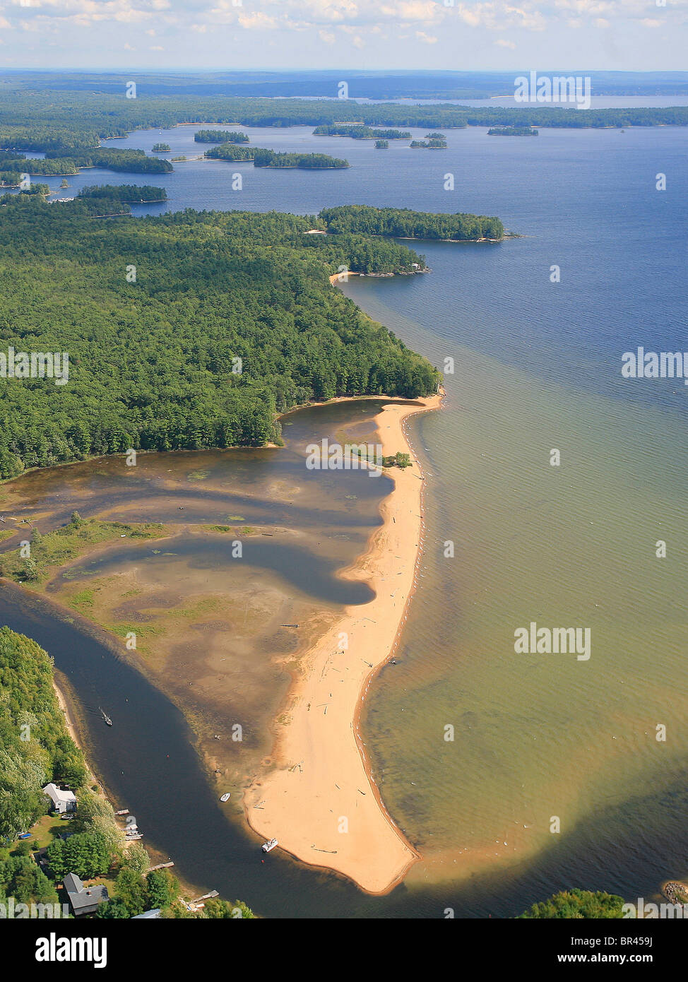 The beach of Sebago lake from the air Stock Photo - Alamy