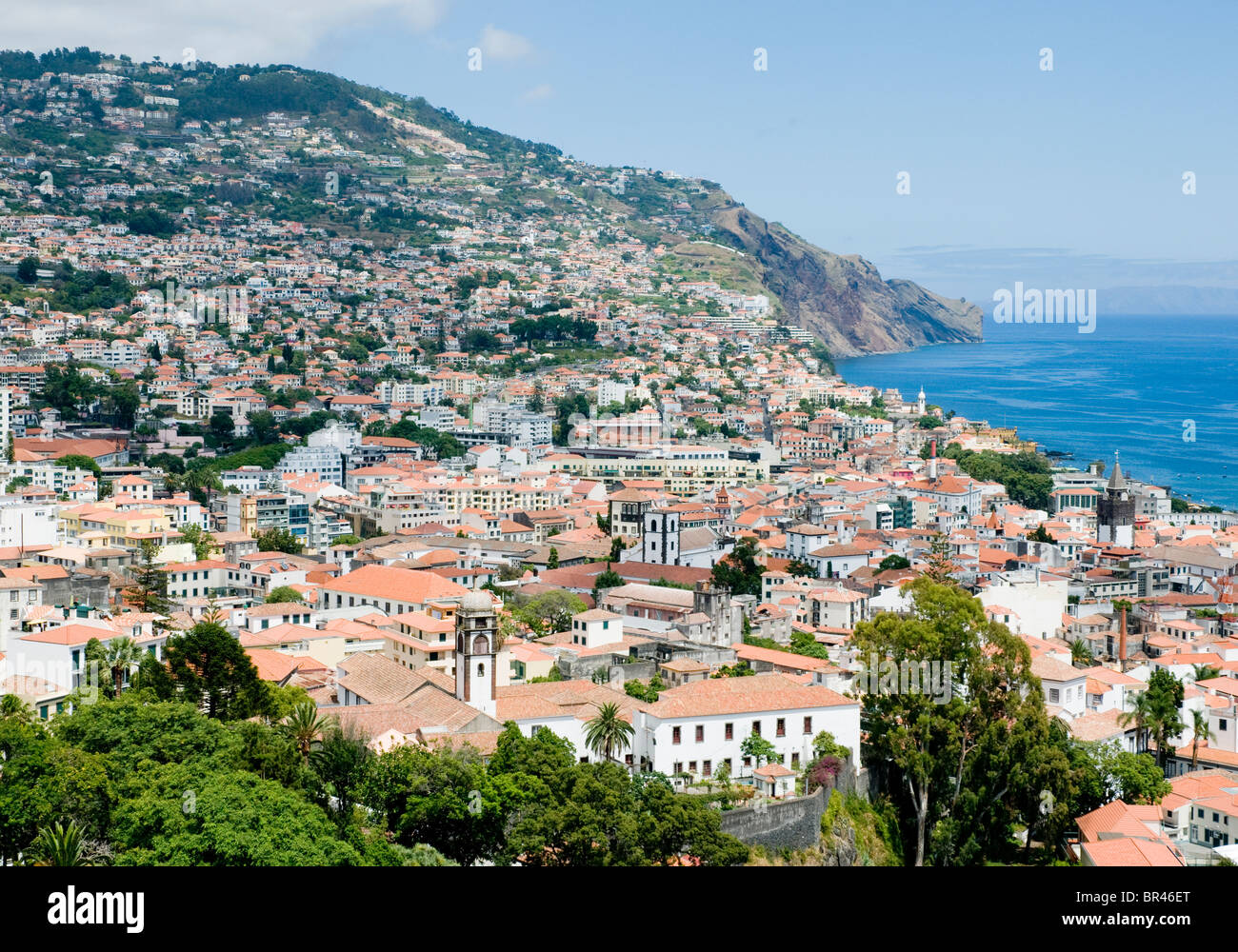 Funchal, the capital of Madeira, as seen from the hilltop Fortaleza do ...