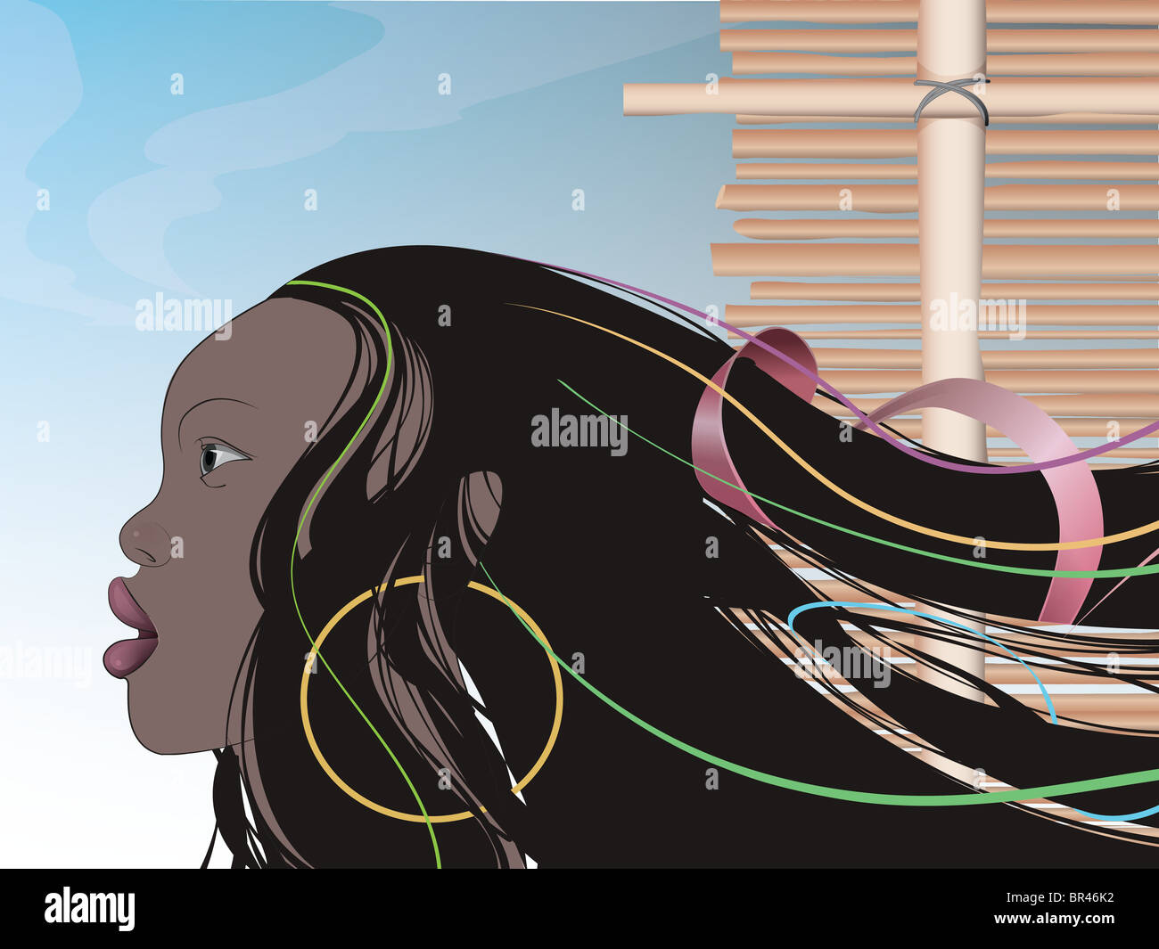 A woman with long hair blowing in the wind Stock Photo - Alamy