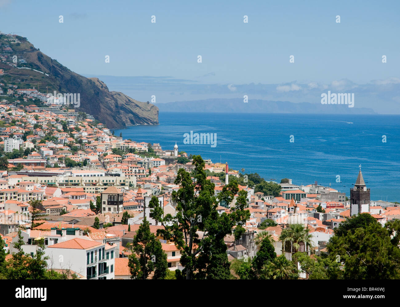 Funchal, the capital of Madeira, as seen from the hilltop Fortaleza do ...
