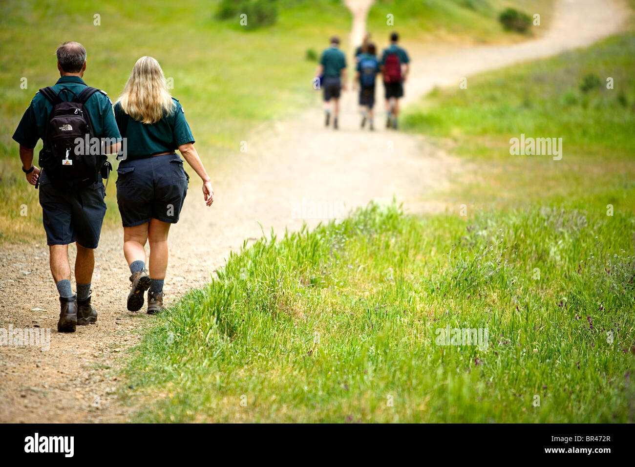 A group of scouts Geocaching in a field Stock Photo - Alamy