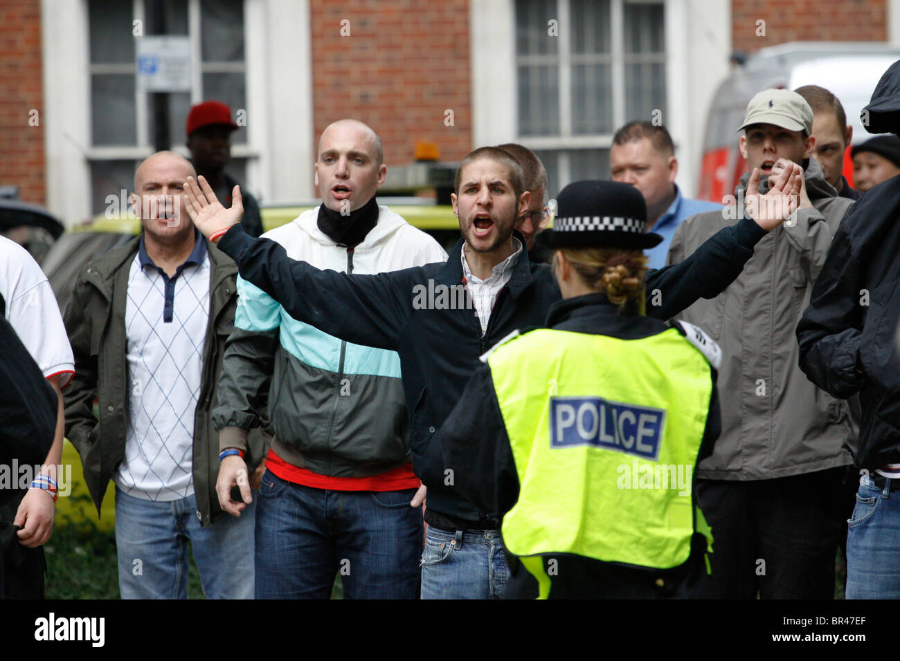 Members of the EDL, English Defence League, with Met Police in the ...