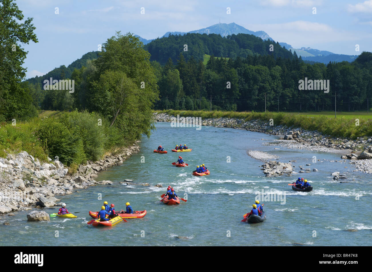 Canoes on Iller, Allgaeu, Bavaria, Germany, Europe Stock Photo - Alamy