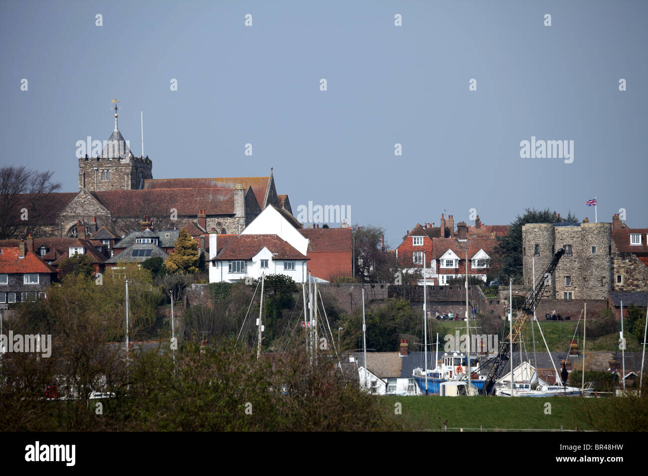 View towards the Cinque Port town of Rye, East Sussex, UK Stock Photo ...