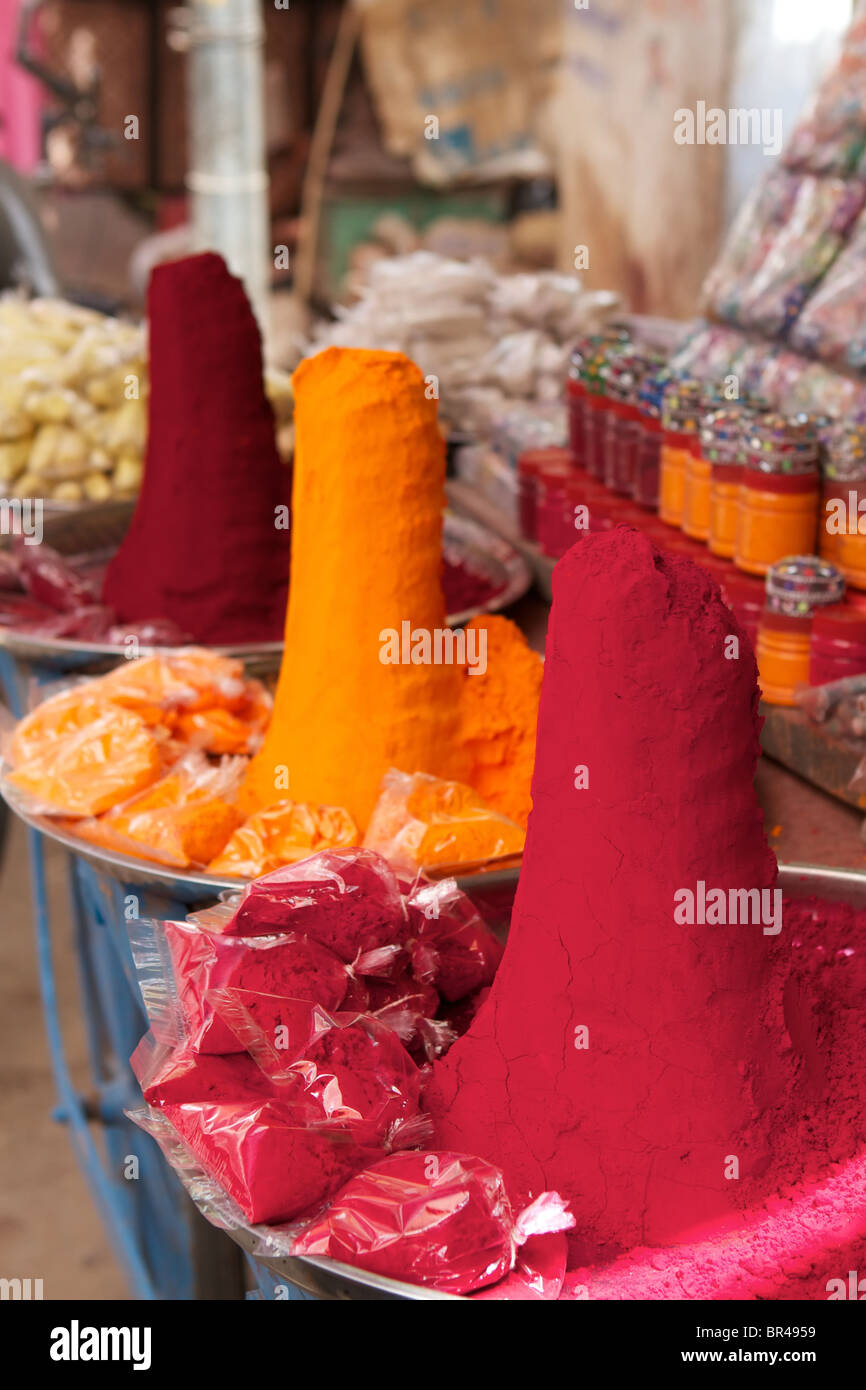 colorful tikka powder stall Stock Photo - Alamy