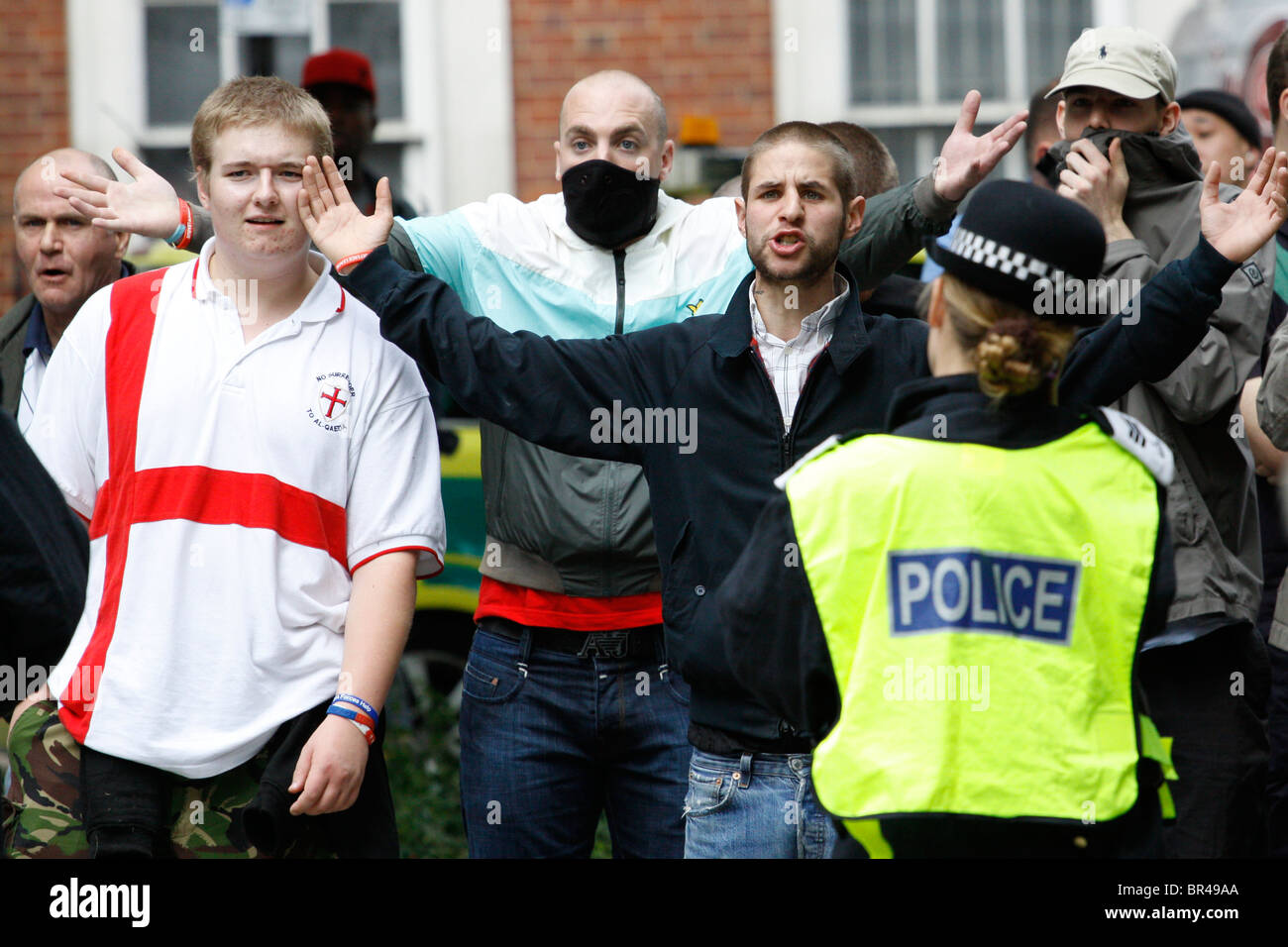 Members of the EDL, English Defence League, with Met Police in the ...