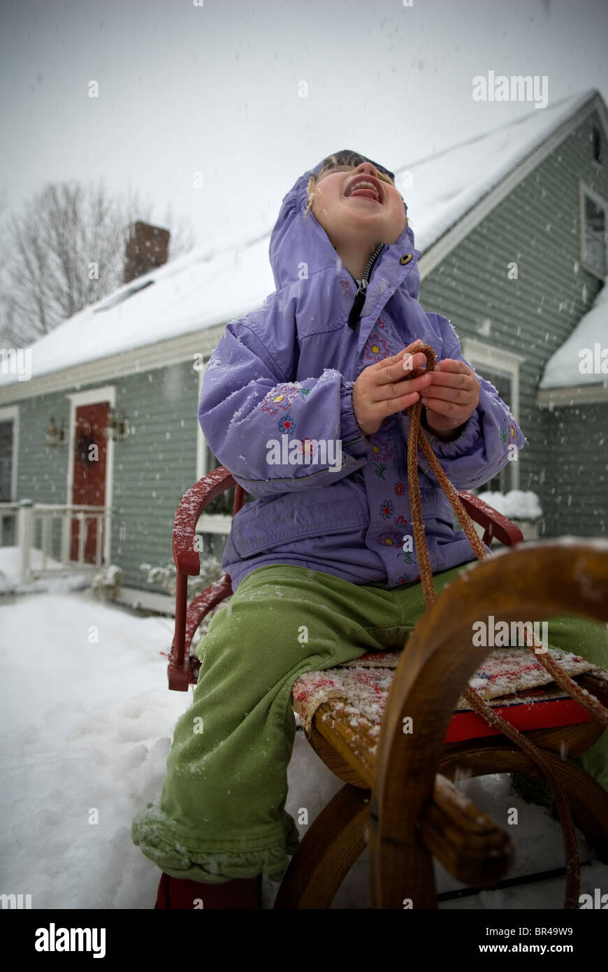 Girl Catching Snowflakes Tongue High Resolution Stock Photography and ...
