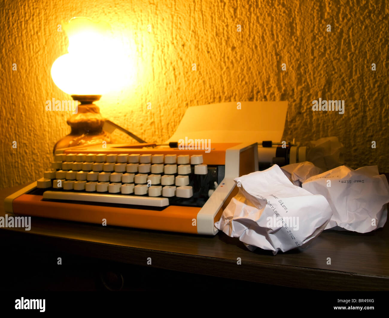 Table and typewriter during writing of business letters in the late ...