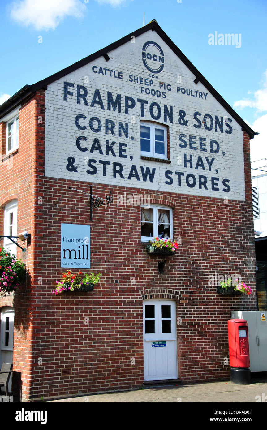 Old wall sign, Frampton Mill Café, Furlong Shopping Centre, Ringwood ...