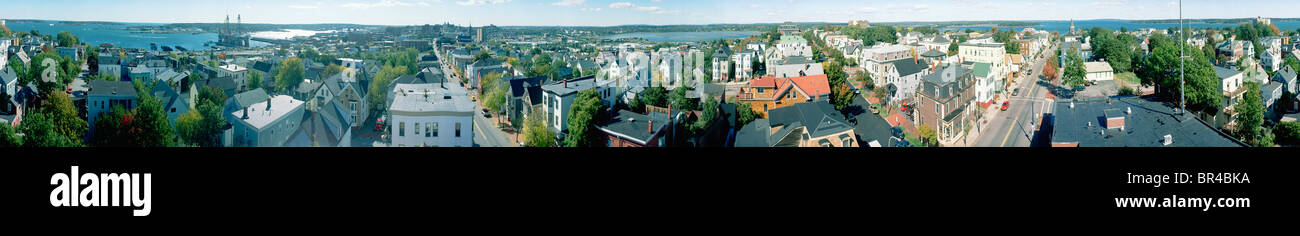 A panoramic view of Portland, Maine from the Portland Observatory Stock ...