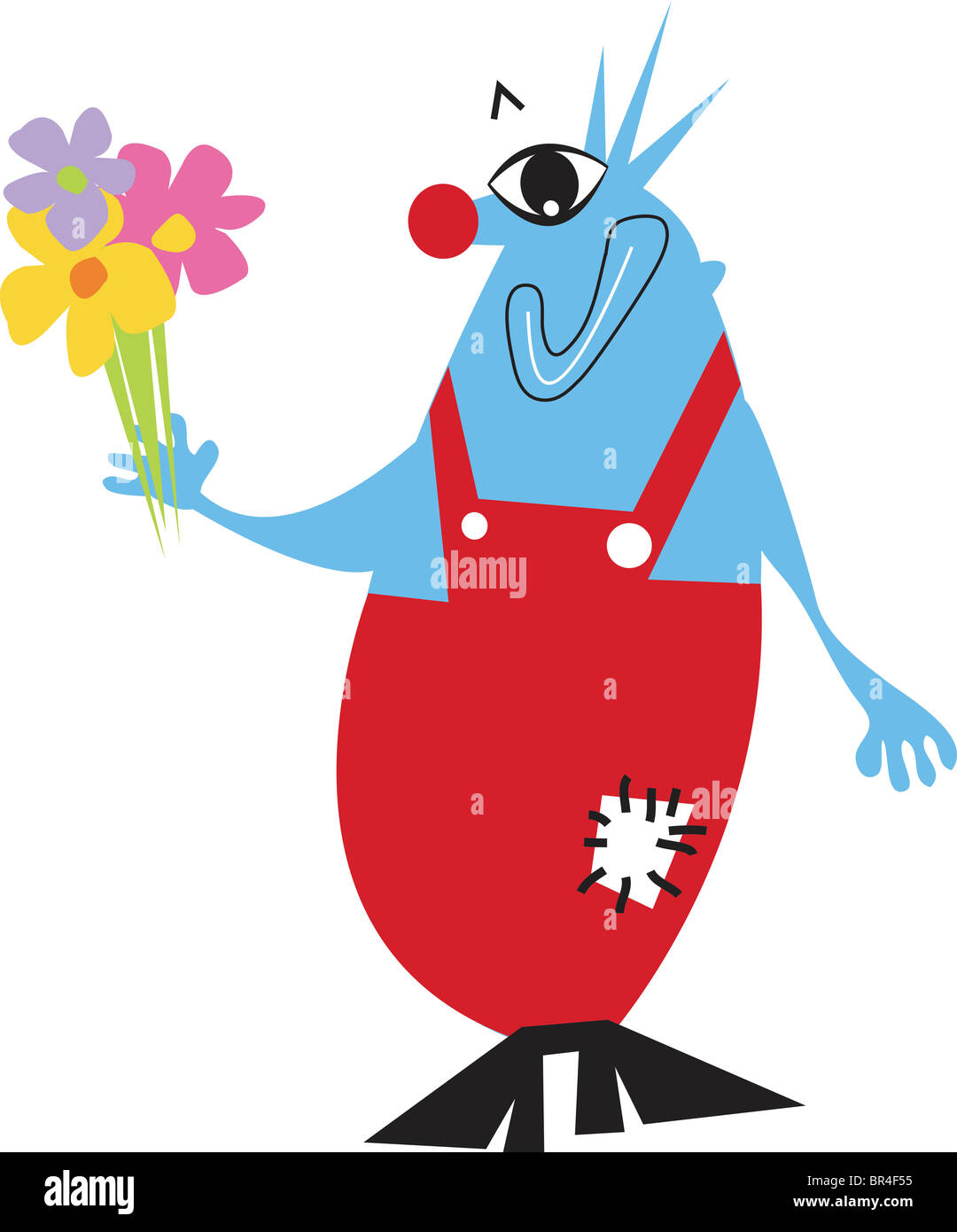 A clown with a bouquet of flowers Stock Photo - Alamy
