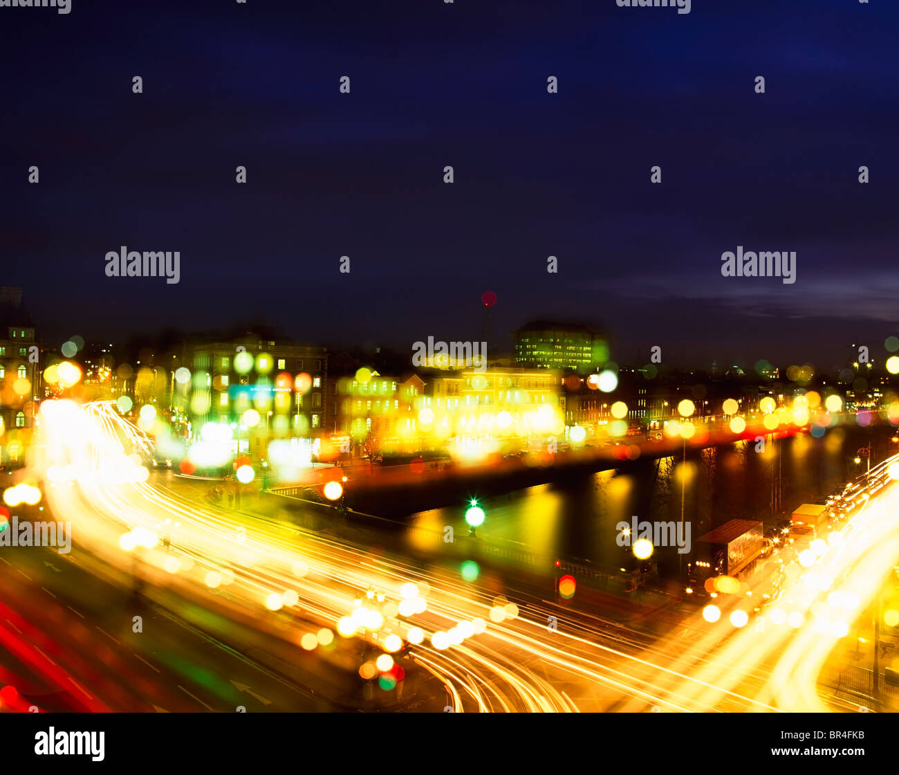 Dublin, Co Dublin, Ireland, Night View Of O'connell St Bridge Stock ...