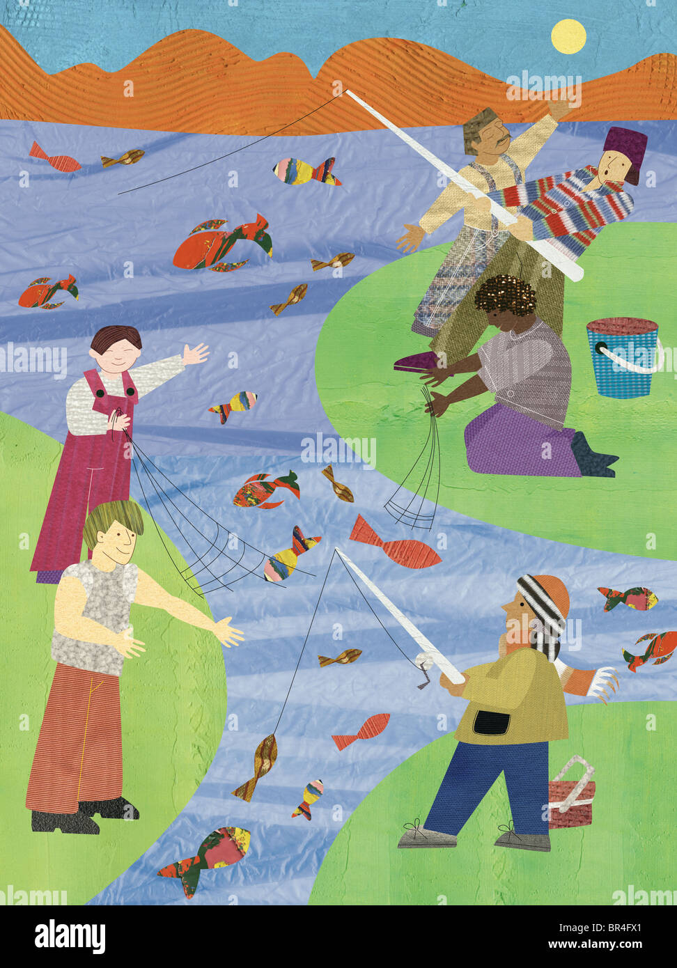 A picture of people fishing from the worlds oceans Stock Photo - Alamy