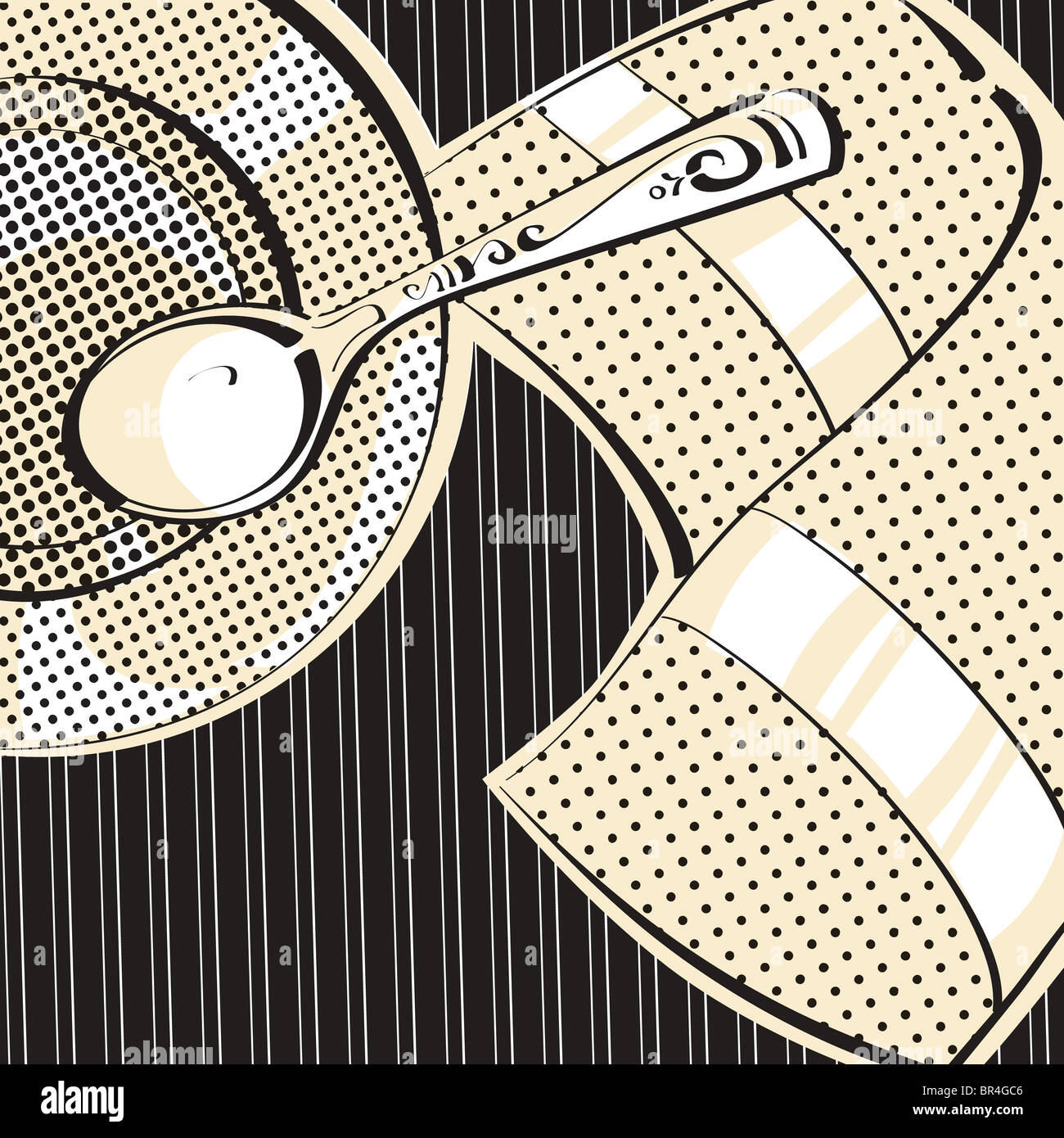 A place setting on a black background Stock Photo - Alamy