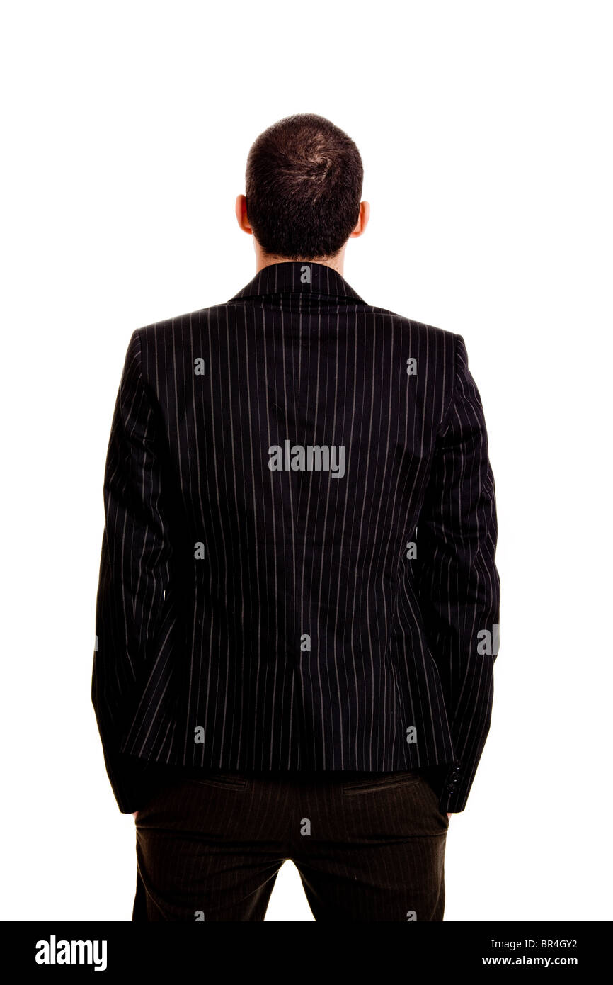 Back view of a businessman, isolated on white background Stock Photo ...