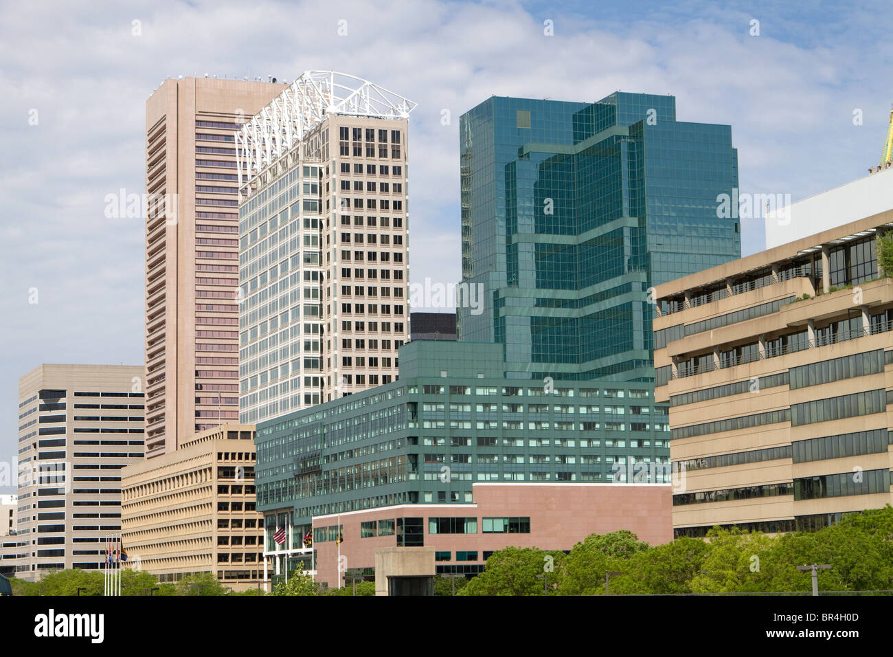 Office buildings fill the downtown district of Baltimore, Maryland ...