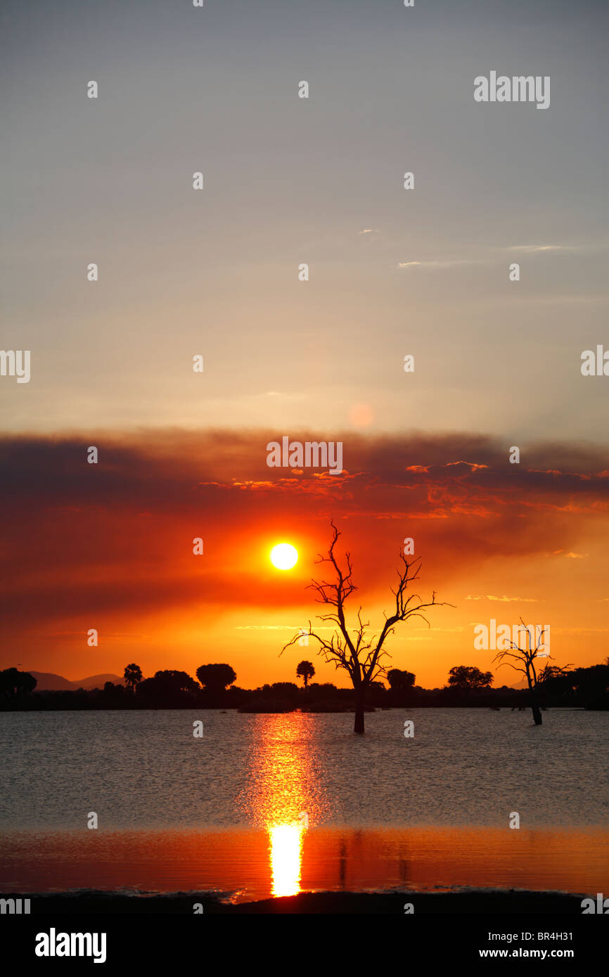 Sunset at Lake Manze, Selous Game Reserve, Tanzania Stock Photo - Alamy