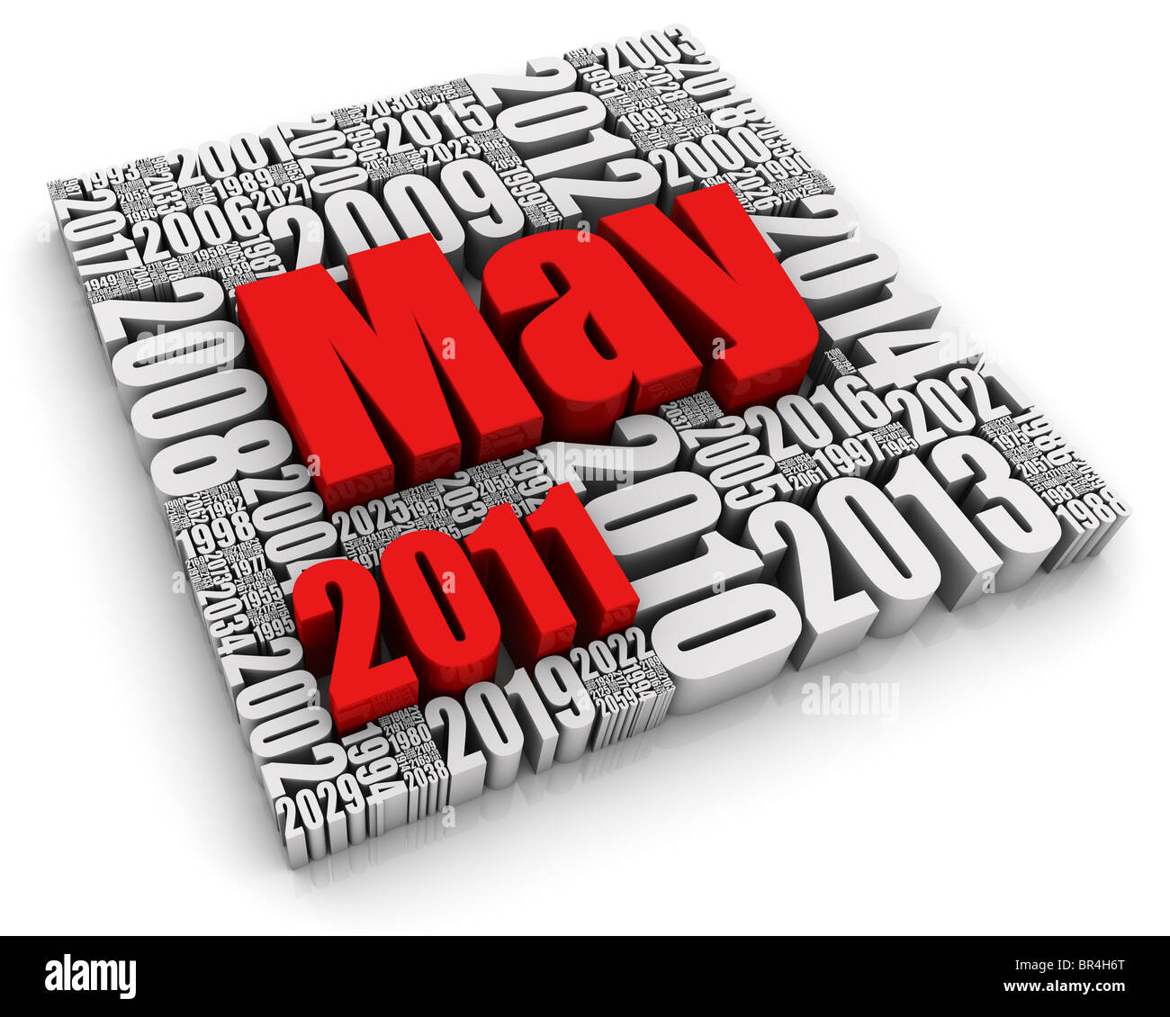 3D text with month surrounded by years. Part of a series of calendar ...