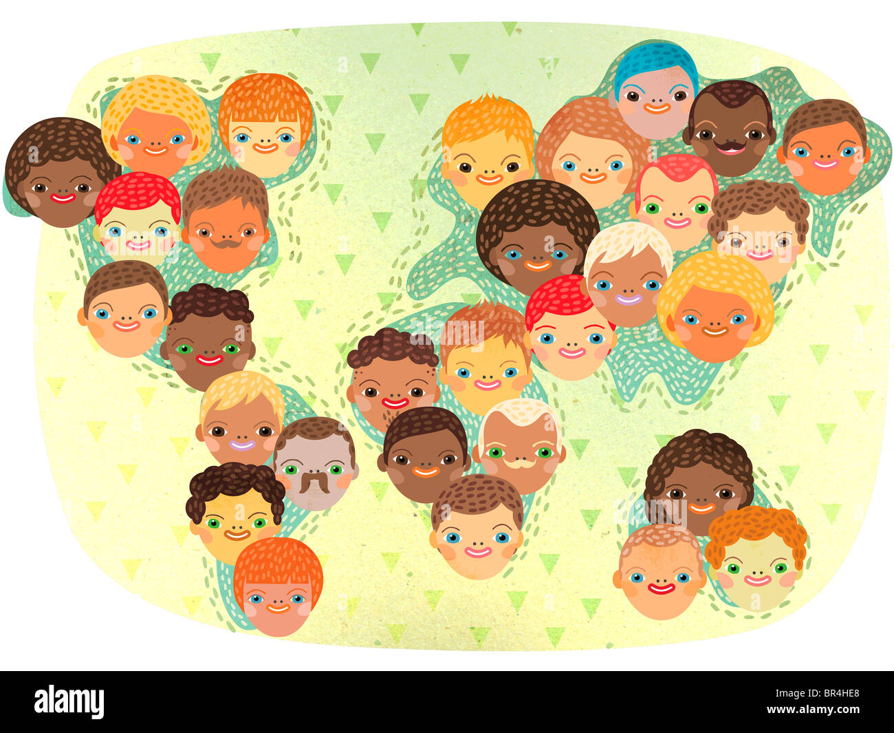 Multi racial group people world map hi-res stock photography and images ...