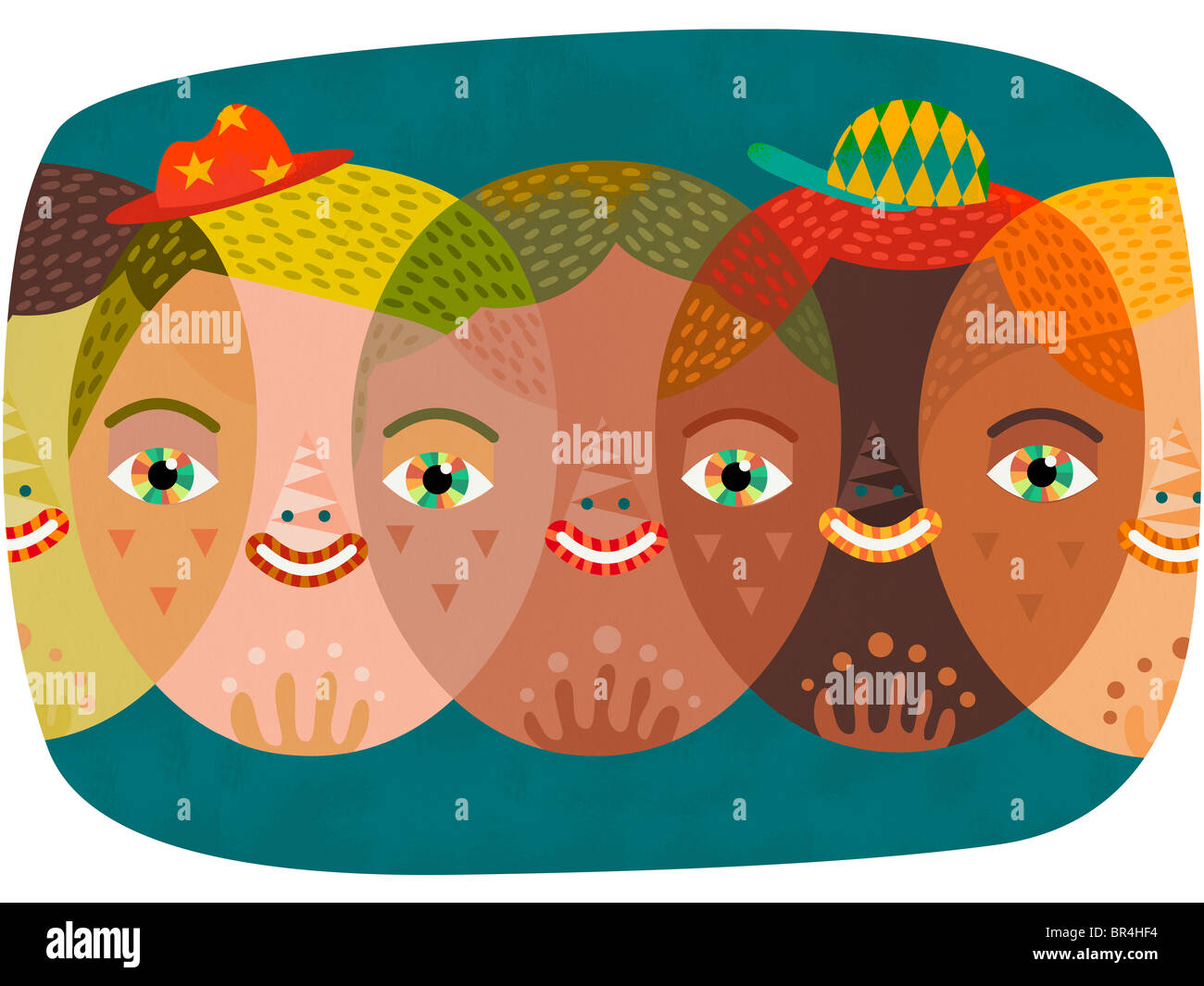 Multi-racial faces blending into one another Stock Photo - Alamy