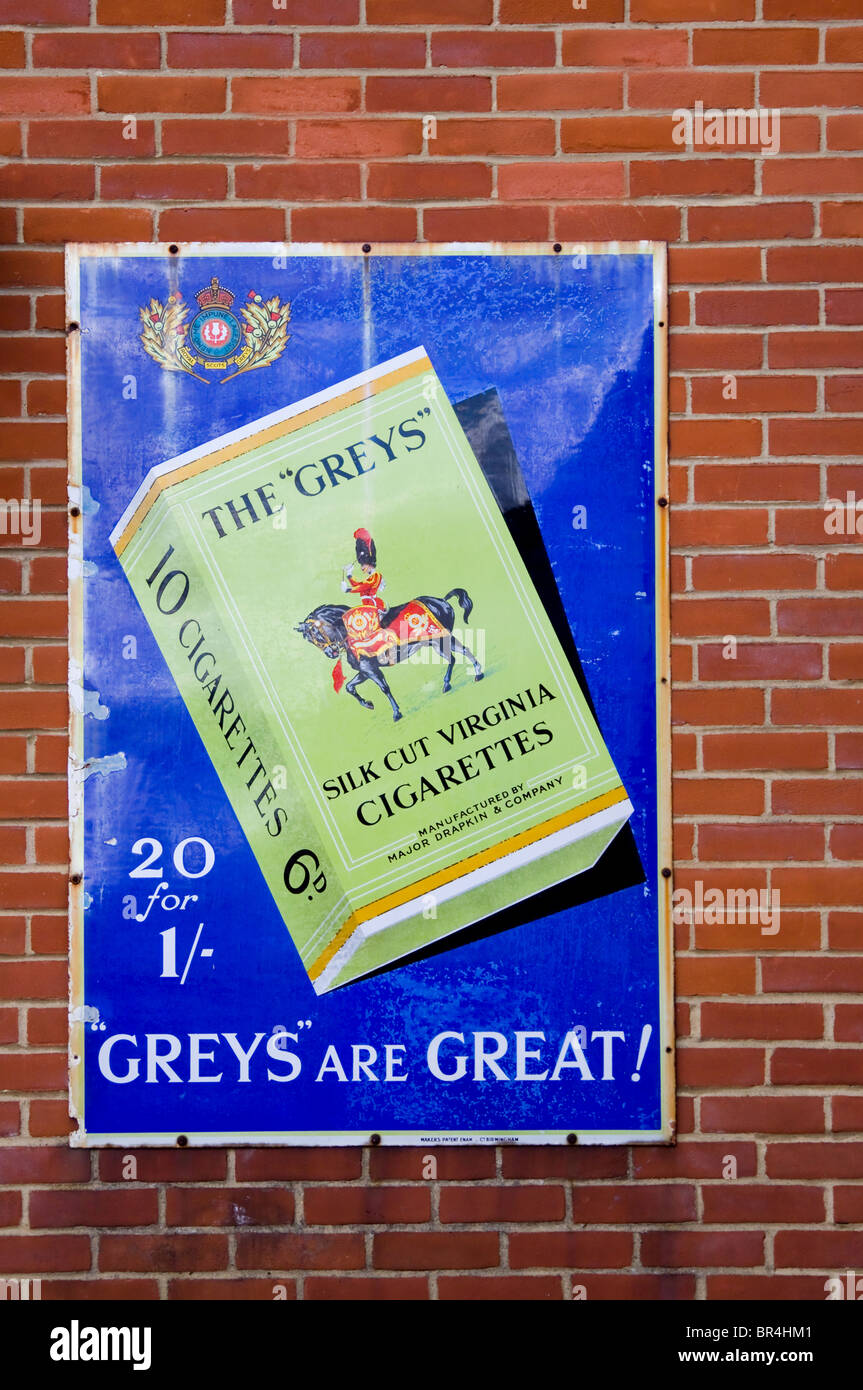 Old metal advertising sign for The Greys Silk Cut Virginia cigarettes ...