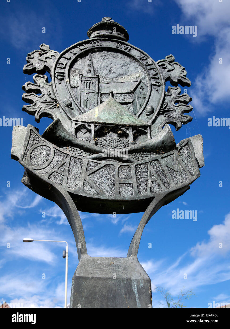 Oakham town sign High Street Oakham Rutland UK Stock Photo - Alamy