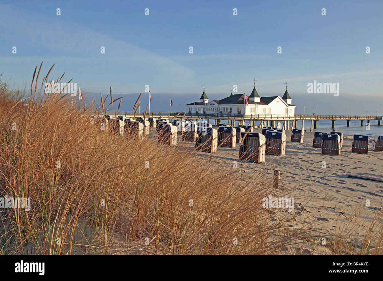 Ahlbeck Beach with pier, Usedom, Germany Stock Photo - Alamy
