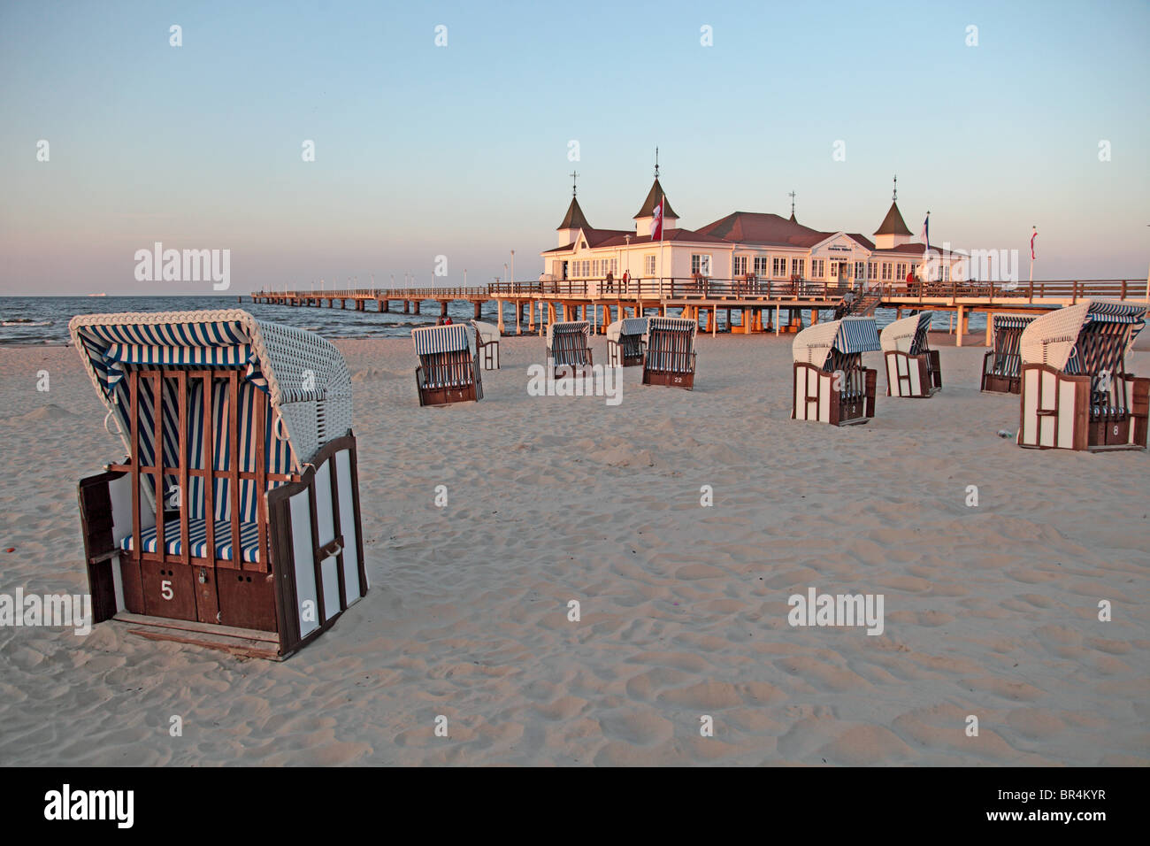Ahlbeck Beach with pier, Usedom, Germany Stock Photo - Alamy