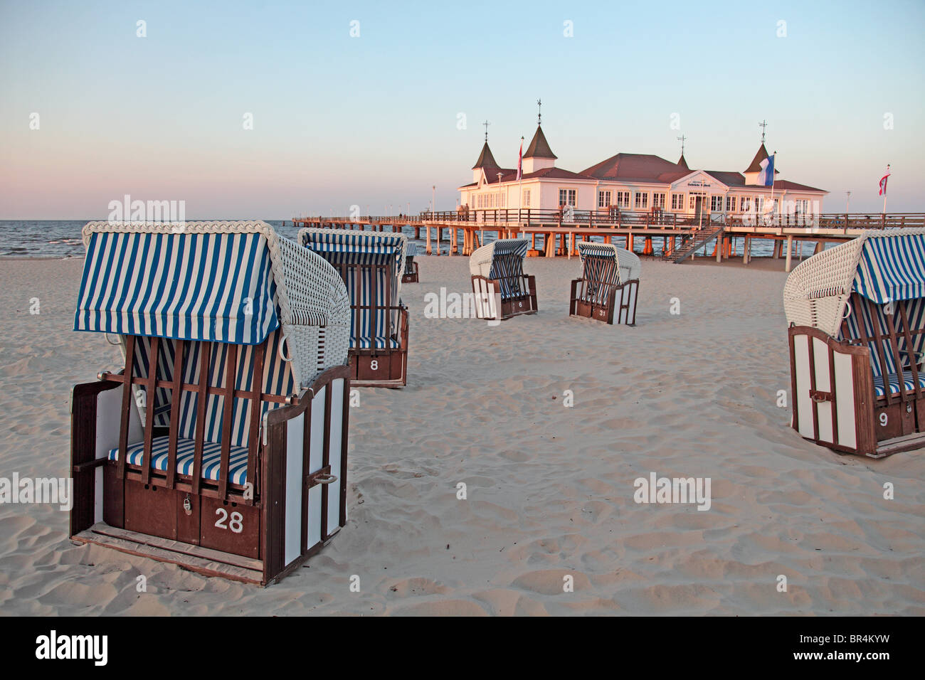 Ahlbeck Beach with pier, Usedom, Germany Stock Photo - Alamy