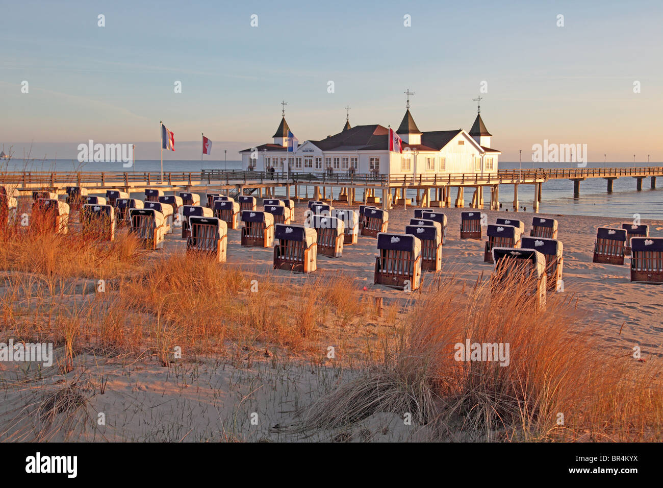 Ahlbeck Beach with pier, Usedom, Germany Stock Photo - Alamy