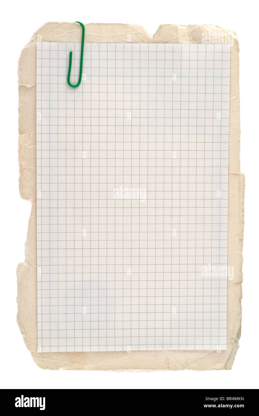 Checked notebook paper on old grungy cardboard background Stock Photo ...