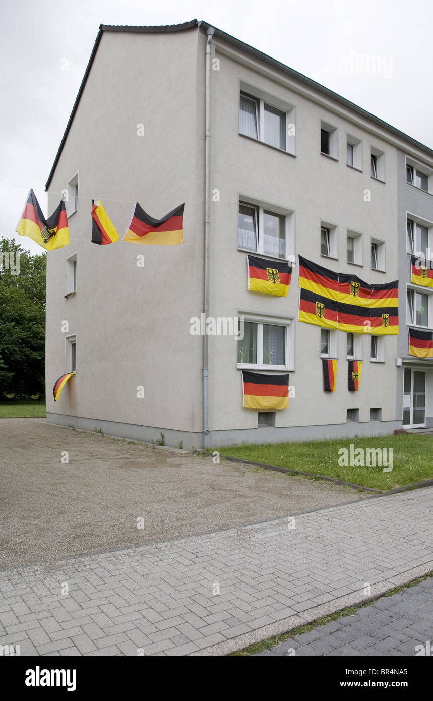 German flags at block of flats Stock Photo - Alamy
